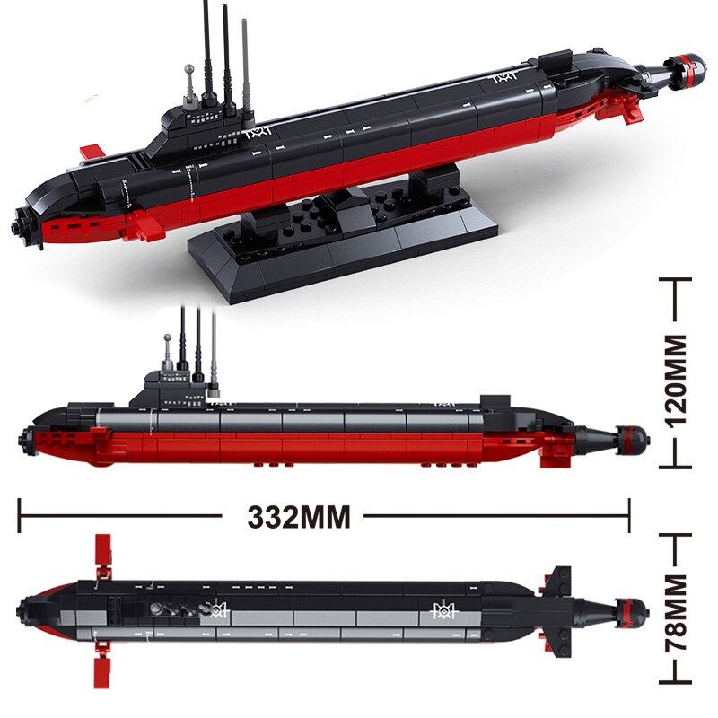 Sluban Model Building Blocks Navy Submarine Military Ship Plane Aircra